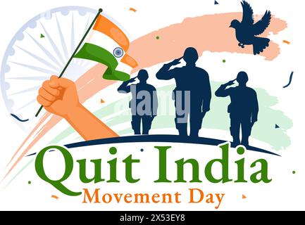 Quit India Movement Day Vector Illustration on 8 August with Indian ...