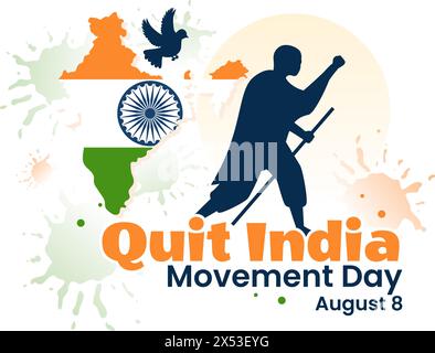 Quit India Movement Day Vector Illustration on 9 August with Indian ...