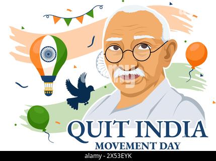 Quit India Movement Day Vector Illustration on 9 August with Indian ...