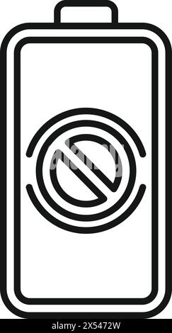 No charging battery icon outline vector. Cell gauge mobile. Broken ...