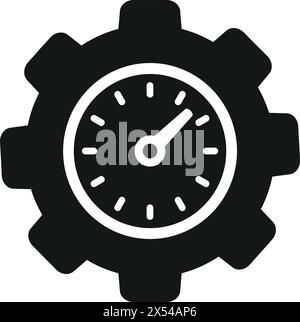 Gear cog time duration icon outline vector. Clock plan. Fixed element ...