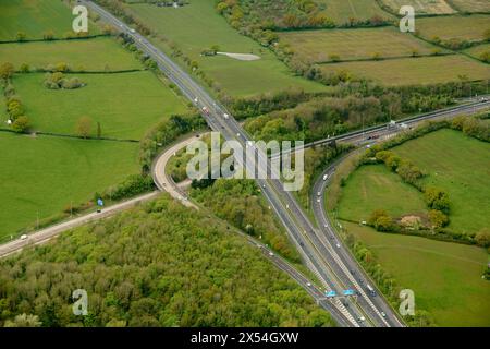 An aerial view of the M56/M53 motorways junction, Ellesmere Port, north ...