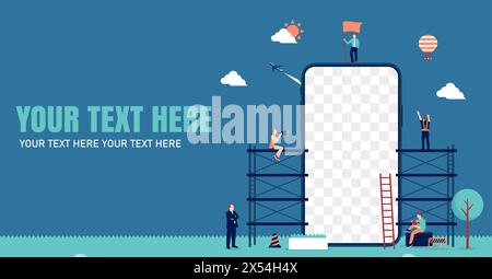 Vector banner illustration with smartphone motif (design space on ...