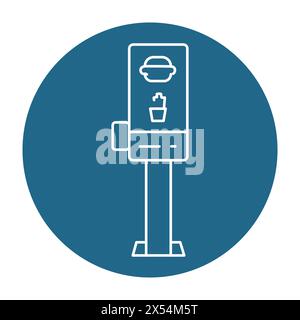 Kiosk fastfood in black line icon. Self service machine. Pictogram for ...