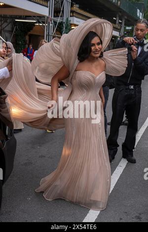 Mindy Kaling departs the Pierre Hotel for 2025 Met Gala in New York ...