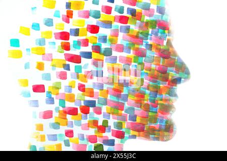 An abstract profile silhouette paintography of a man Stock Photo - Alamy