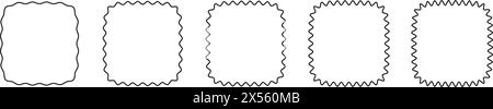 Wavy edge frames scalloped borders , rectangle and square box. Squiggle ...