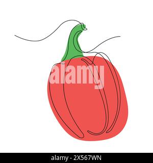 Pepper in continuous line art drawing style. Pepper minimalist black ...