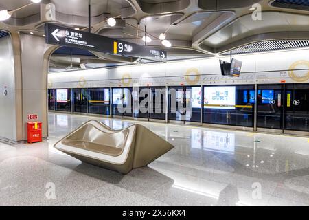 Chengdu, China - April 8, 2024: Chengdu Metro underground station ...