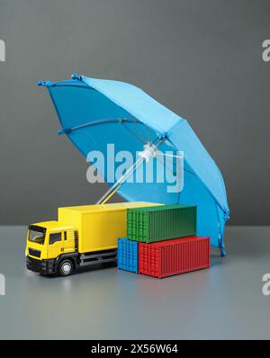 Cargo delivery truck protected under a glass dome Stock Photo - Alamy