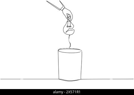 Single one line drawing businessman's hand throwing away broken crown ...