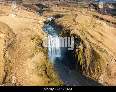 Beautiful shot of a waterfall between cliffs Stock Photo - Alamy