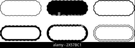 Rectangle frames with rounded wavy edges. Cute rectangular shape with ...