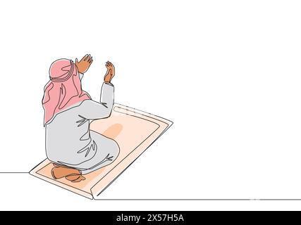 One continuous line drawing of sajadah, carpet that use to pray for ...