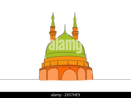 One single line drawing Masjid el Haram landmark. World famous iconic ...