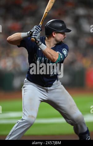 Seattle Mariners' Cal Raleigh bats during the first inning of a spring ...