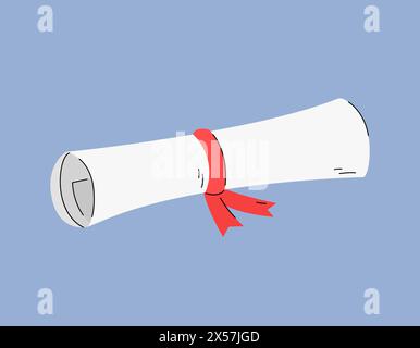 Diploma scroll with a bow on isolated white background. Rolled paper ...