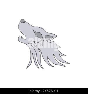 Continuous one line drawing of wolf animals concept single line outline ...