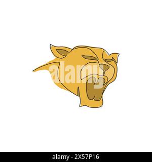 Jaguar head continuous one line drawing. Single line vector ...