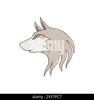 Minimalistic One Line Wolf Icon. Wolf one line hand drawing continuous ...
