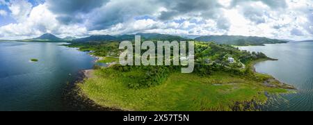 Aerial view, Arenal Volcano at Lago Arenal, Puntarenas, Costa Rica ...