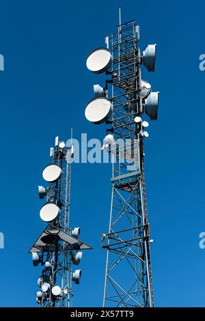 Telecommunications tower of Deutsche Telekom, transmission tower with ...