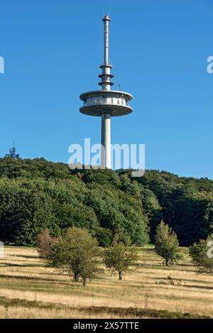 German Telekom telecommunications tower, transmission tower, forest ...