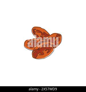 Continuous one line drawing of dates palm fruit. Vector illustration ...
