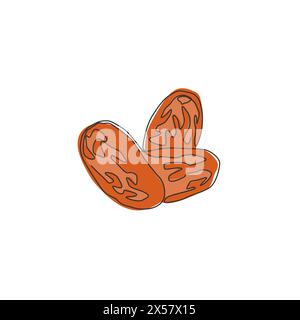 Continuous one line drawing of dates palm fruit. Vector illustration ...