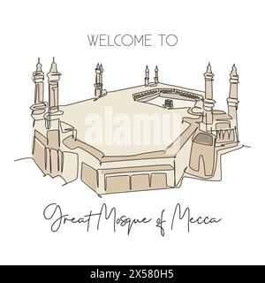 Saudi Arabia, Mecca, Great Mosque Of Mecca travel landmark vector ...