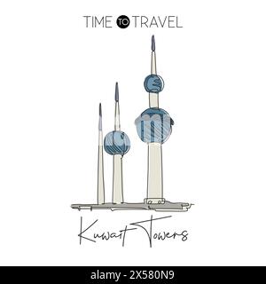 Continuous line city building. One single outline cityscape continuous ...