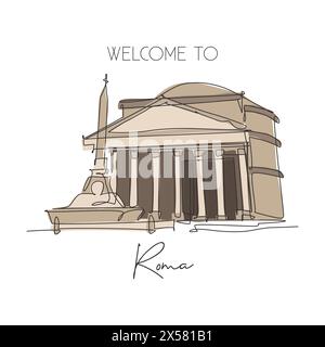 Pantheon one line drawing vector illustration. Popular place in Paris ...
