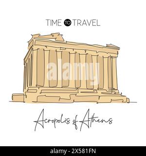 Parthenon continuous line drawing, vector illustration ancient building Stock Vector Image & Art ...