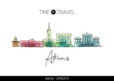 Parthenon continuous line drawing, vector illustration ancient building Stock Vector Image & Art ...