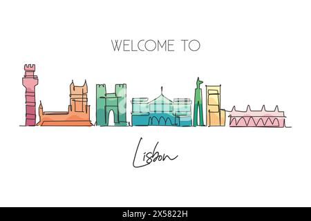 Lisbon city one line drawing Stock Vector Image & Art - Alamy