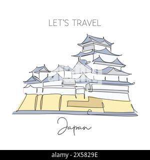 one continuous line drawing of castle. one line drawing of fantasy ...