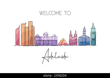 Australia, Adelaide city skyline isolated vector illustration, icons ...