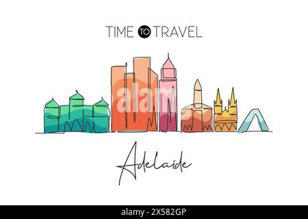 Australia, Adelaide city skyline isolated vector illustration, icons ...