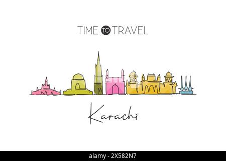 Outline Skyline panorama of city of Karachi, Pakistan - vector ...