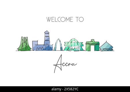 Outline Skyline panorama of city of Accra, Ghana - vector illustration ...