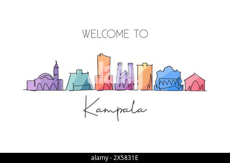 Outline Skyline panorama of city of Kampala, Uganda - vector ...