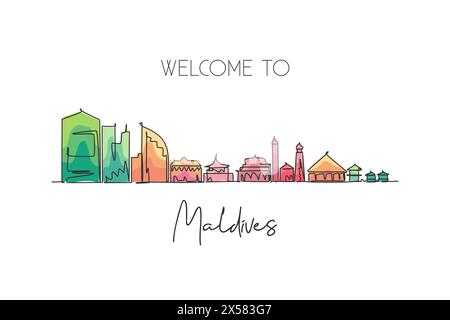 Maldives city skyline isolated vector illustration, icons Stock Vector ...