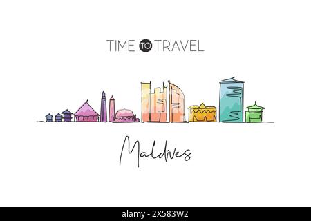 Maldives city skyline isolated vector illustration, icons Stock Vector ...