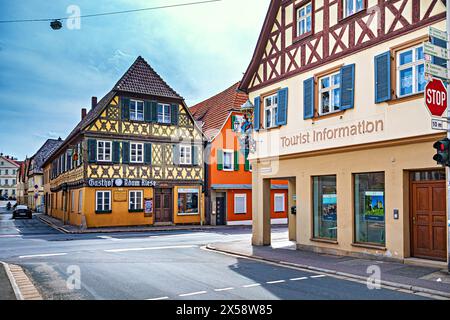 The Marktplatz and Bamberger Street of Bad Staffelstein town in Germany ...