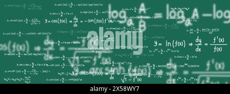 Equations and formulas of logarithms, derivatives, trigonometric ...