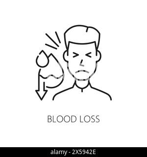 Blood cells production decrease line icon of anemia symptom, physical ...