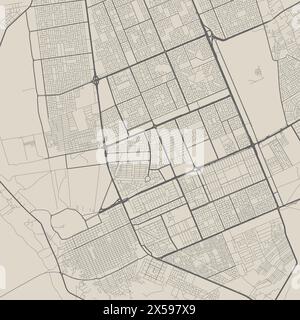 Map of Najaf, Iraq. Detailed city vector map, metropolitan area ...
