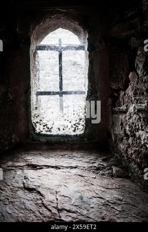 Architectural details of medieval defensive wall in old castle ...