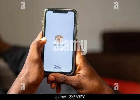 FCT Abuja, Nigeria - May 8 2024: opening up Manchester United app on a ...