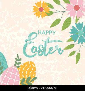 Easter Discount with Lettering Inscription on blue background. Cute ...